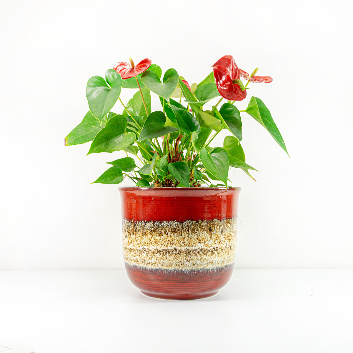 Red 1960s XL CERAMIC PLANTER by Scheurich 807-22 Westgerman Pottery ...